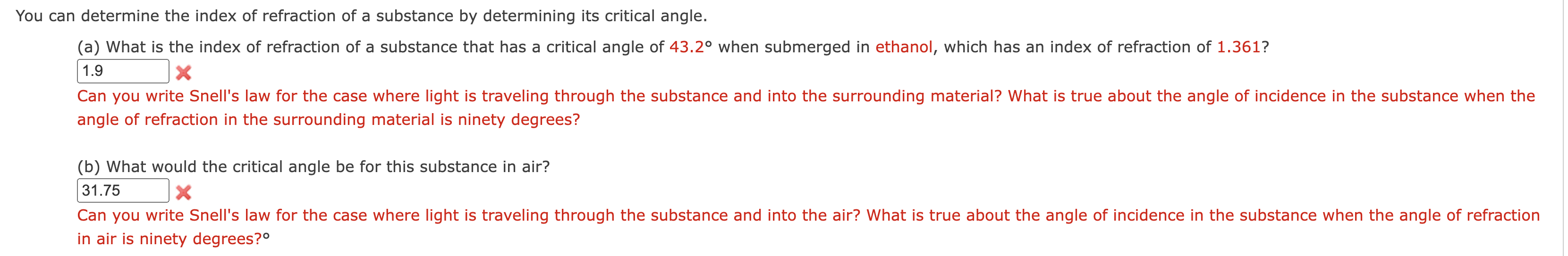 Solved You can determine the index of refraction of a | Chegg.com