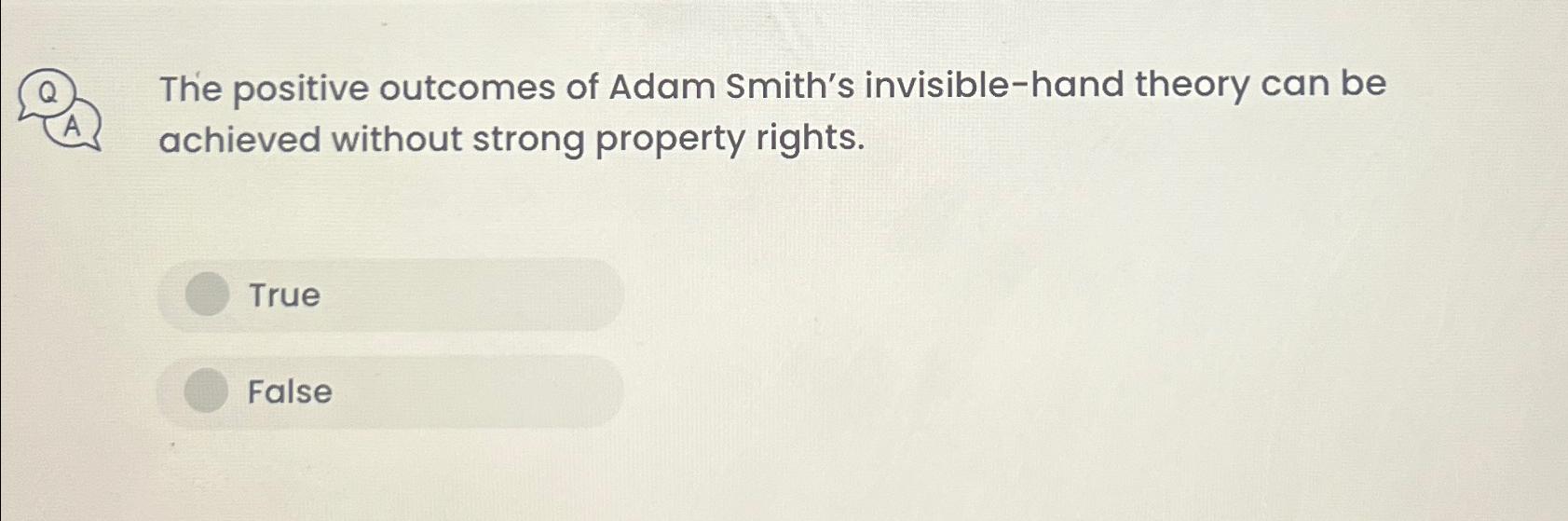 Solved The positive outcomes of Adam Smith's invisible-hand | Chegg.com
