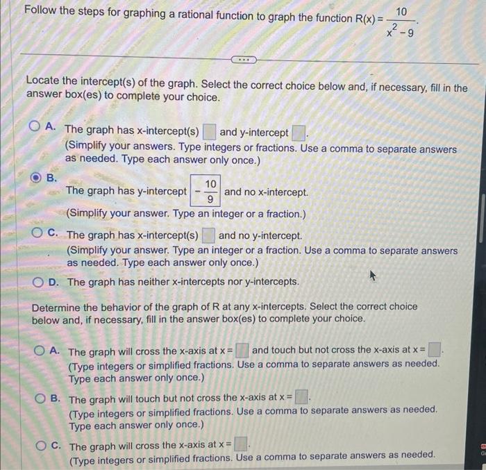 Solved Follow the steps for graphing a rational function to | Chegg.com