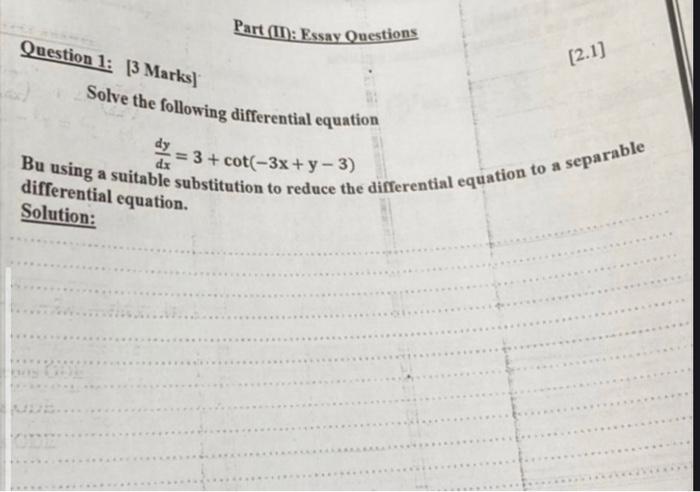 Solved Bu using a suitable substitution to reduce the | Chegg.com