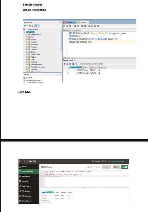 Solved Sample Output Oracle Installation | Chegg.com