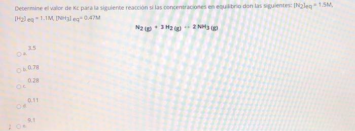 Solved determine the value of Kc for the following reaction | Chegg.com