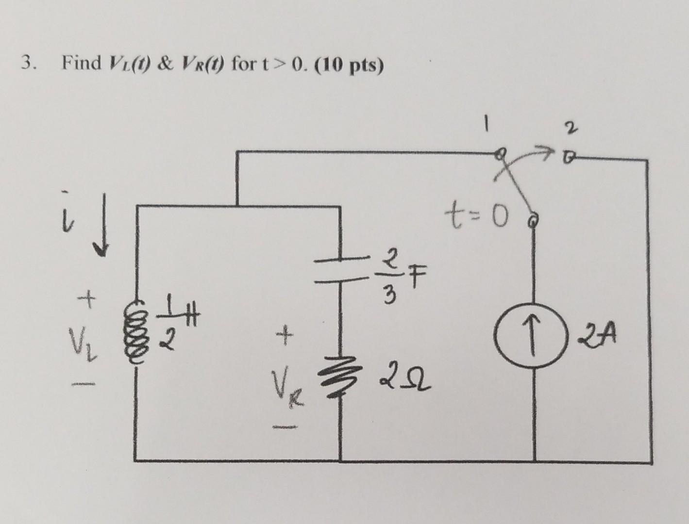 Solved 3. Find VL(t)&VR(t) for t>0. (10pts) | Chegg.com