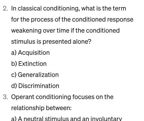 Solved In classical conditioning, what is the term for the | Chegg.com