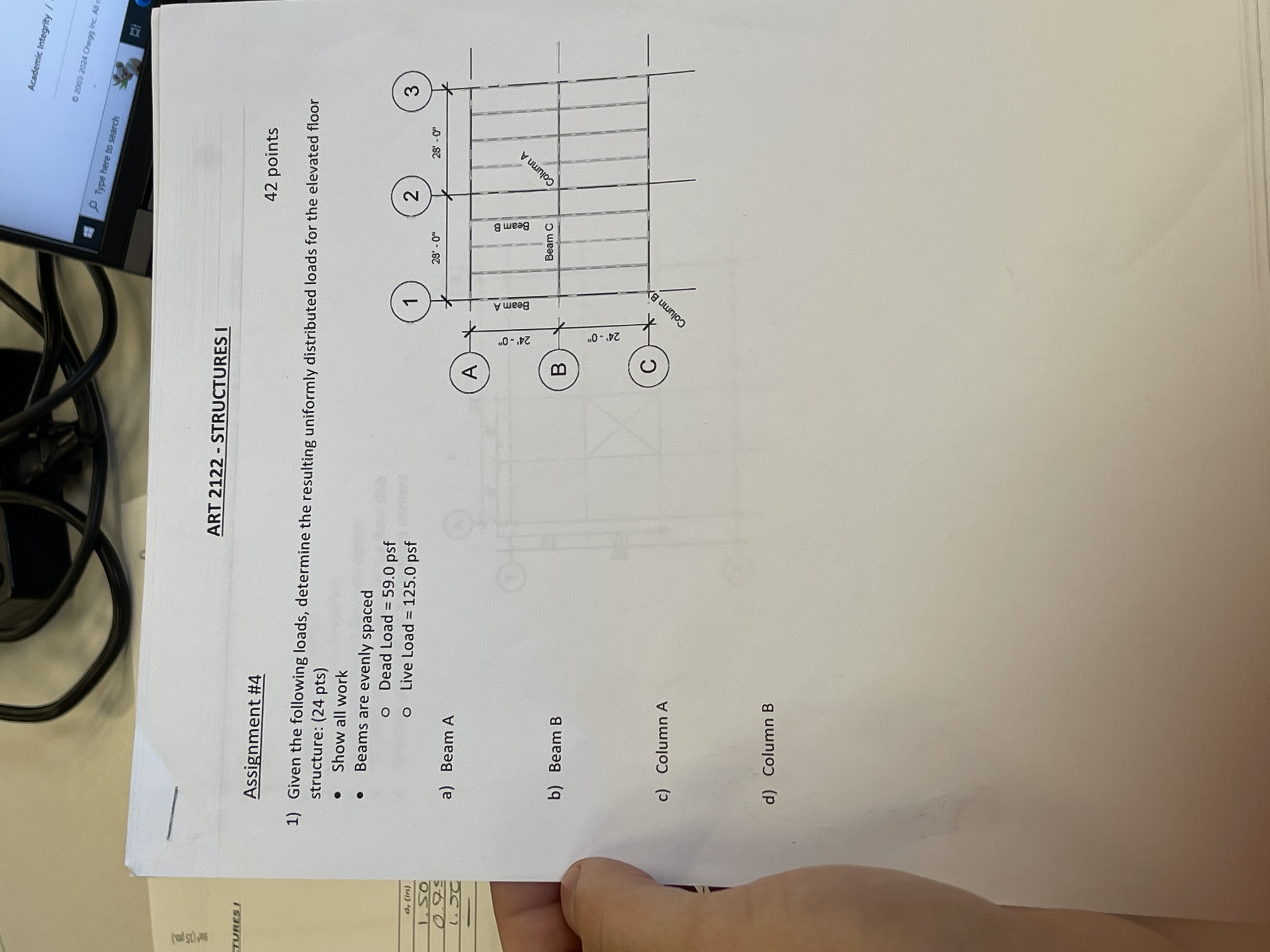 Solved ART 2122 - ﻿STRUCTURES IAssignment #442 ﻿pointsGiven | Chegg.com