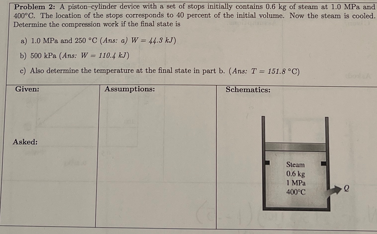 Solved Problem 2: A piston-cylinder device with a set of | Chegg.com