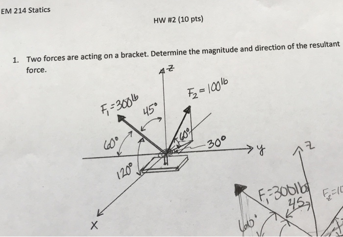 Solved EM 214 Statics HW #2 (10 pts) 1. Two forces are | Chegg.com