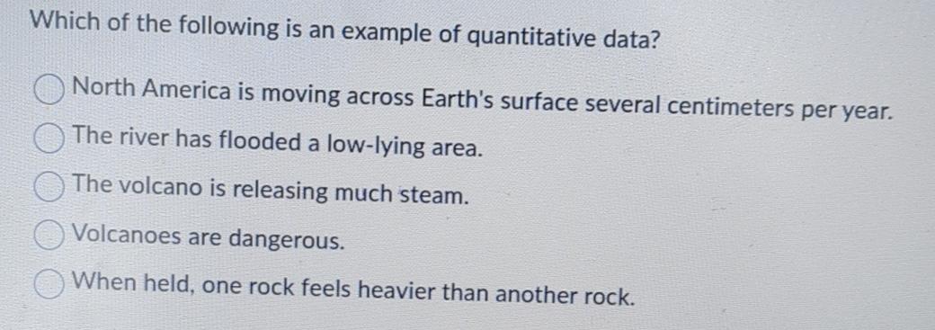 Solved Which of the following is an example of quantitative | Chegg.com