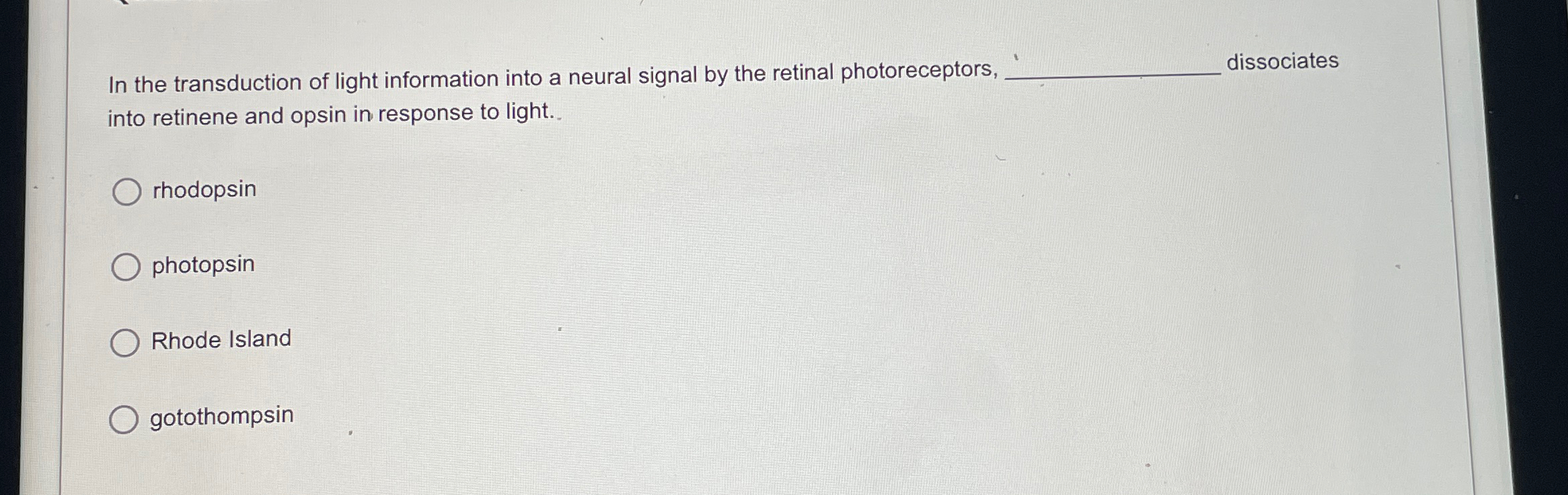 Solved In the transduction of light information into a | Chegg.com
