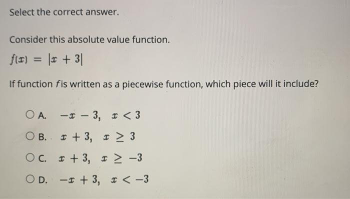 Solved Select the correct answer. Consider this absolute | Chegg.com