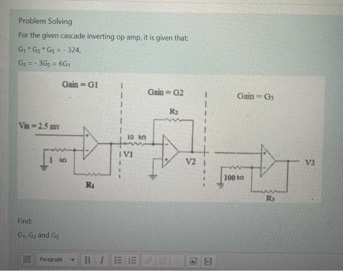 Solved Problem Solving For the given cascade inverting op | Chegg.com