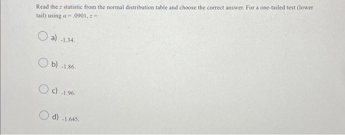 Solved Read the z statistic from the normal distribution | Chegg.com