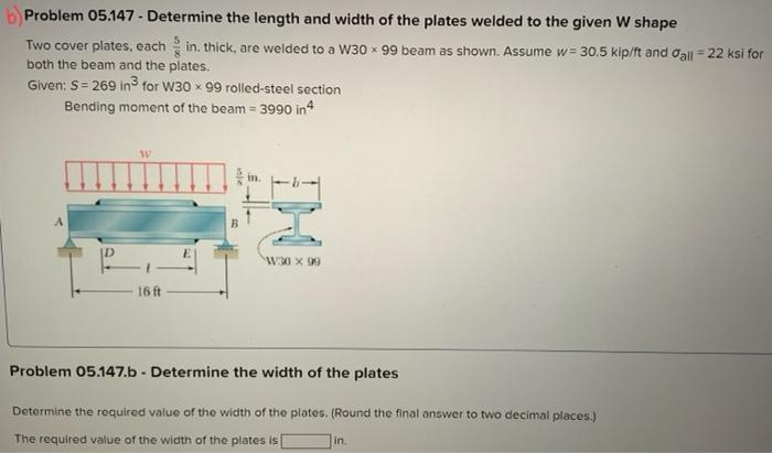 Solved (4) Problem 05.147 - Determine the length and width | Chegg.com