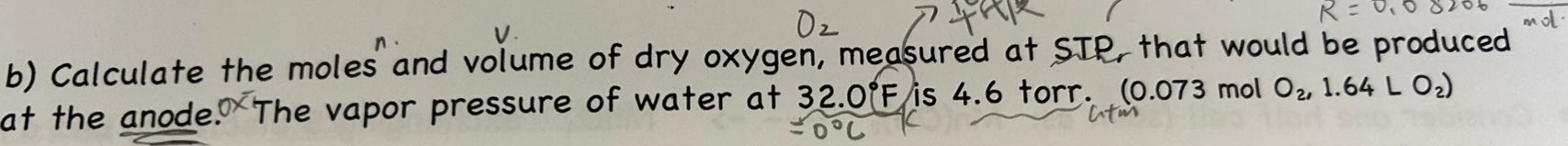 Solved b) ﻿Calculate the moles and volume of dry oxygen, | Chegg.com