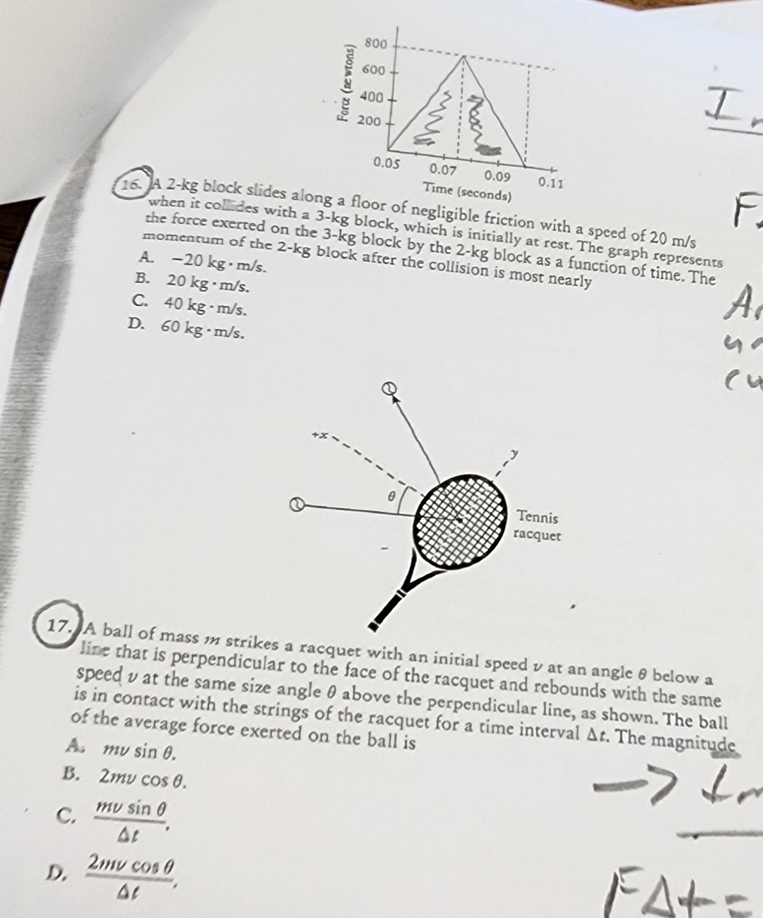 Solved A 2 -kg block slides alorig a floor of when it | Chegg.com