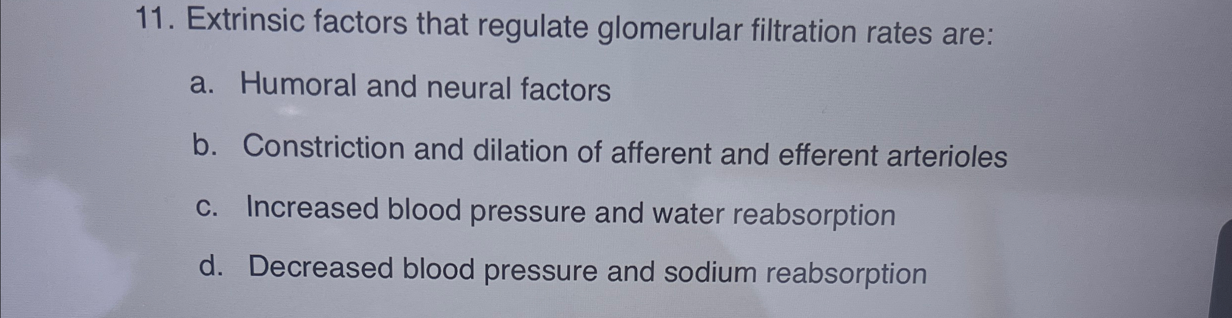 Solved Extrinsic factors that regulate glomerular filtration | Chegg.com