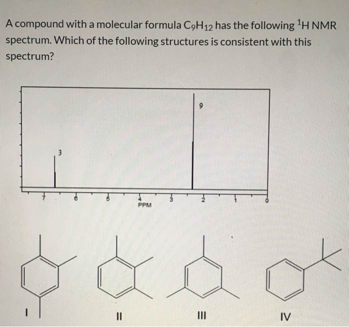 Solved A compound with a molecular formula C9H12 has the | Chegg.com