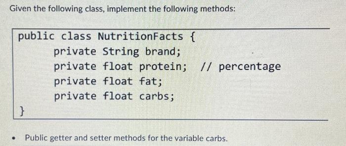 Solved Given The Following Class Implement The Following 6041