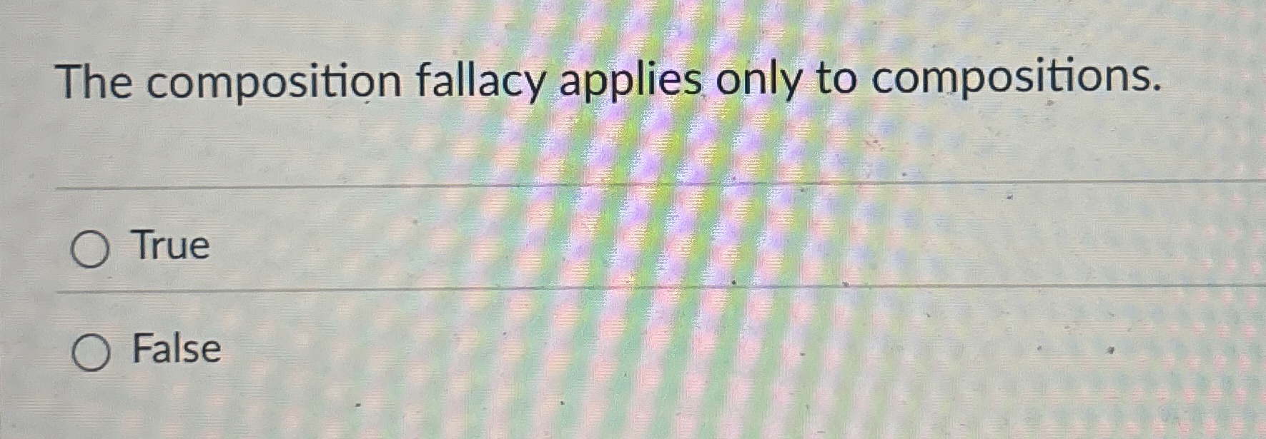 Solved The composition fallacy applies only to | Chegg.com
