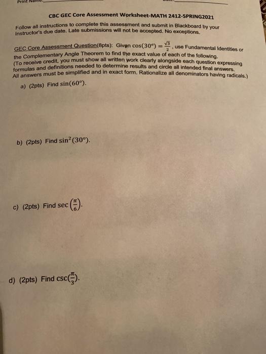 Solved Print CBC GEC Core Assessment Worksheet-MATH | Chegg.com