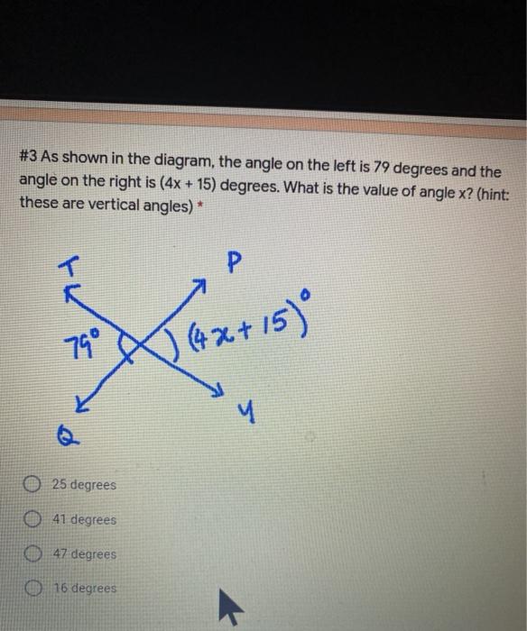 Solved #3 As shown in the diagram, the angle on the left is | Chegg.com