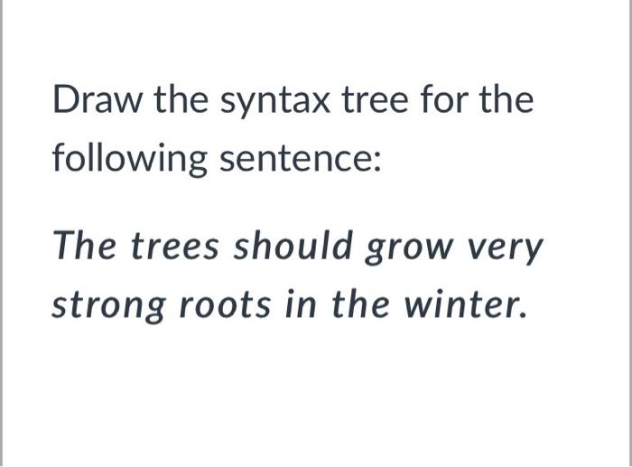 Solved Draw the syntax tree for the following sentence: The | Chegg.com
