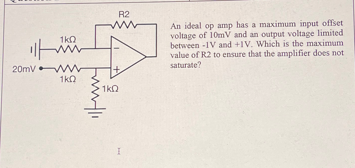 Solved An ideal op amp has a maximum input offset voltage of | Chegg.com