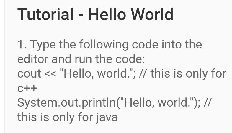 Solved Tutorial - Hello World 1. Type the following code | Chegg.com