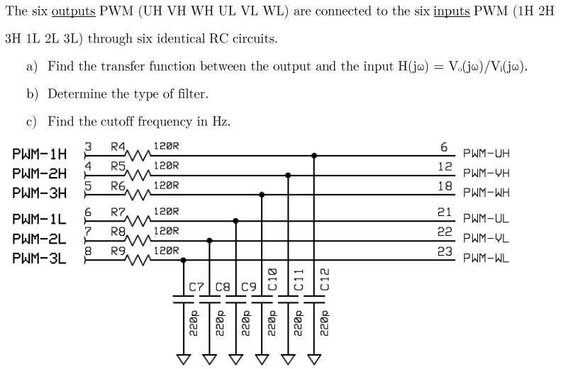 Solved The six outputs PWM (UH VH WH UL VL WL) ﻿are | Chegg.com