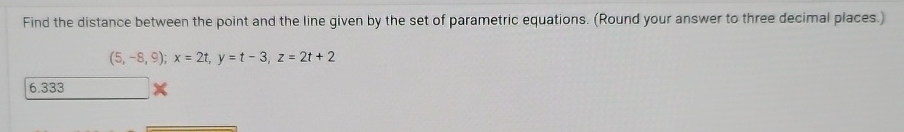 Solved Find the distance between the point and the line | Chegg.com