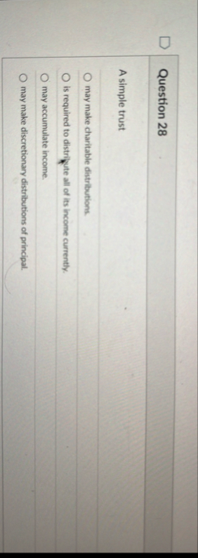 Solved Question 28A simple trustmay make charitable | Chegg.com