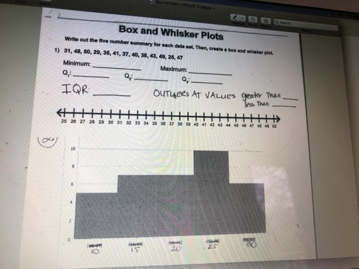 Solved Box and Whisker Plots Write out the five number | Chegg.com