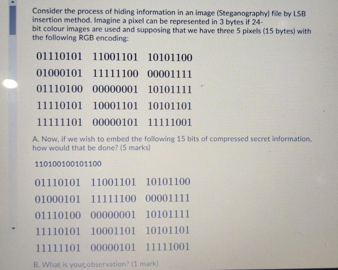 Solved Consider the process of hiding information in an | Chegg.com