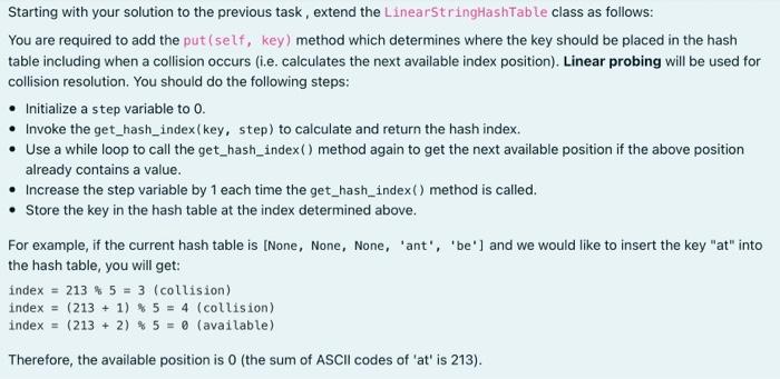 Solved Consider the LinearStringHashTab le class definition | Chegg.com