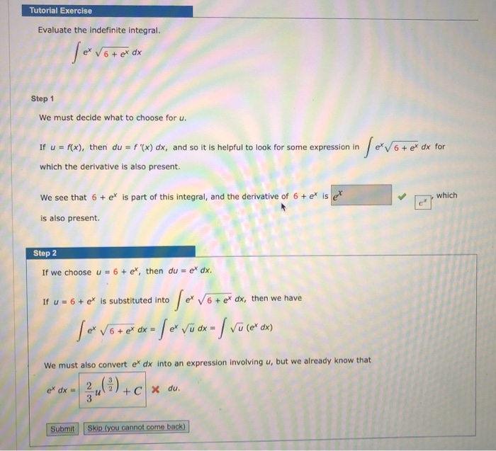 Solved Tutorial Exercise Evaluate the indefinite integral. J | Chegg.com