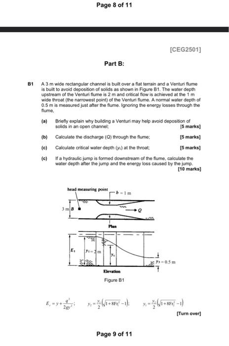 Solved B1 A 3 m wide rectangular channel is built over a | Chegg.com