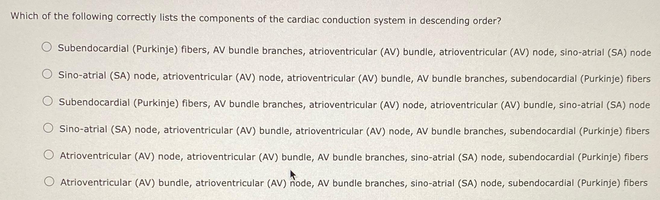 Solved Which of the following correctly lists the components | Chegg.com