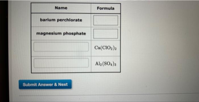 Solved \begin{tabular}{|c|c|} \hline Name & Formula \\ | Chegg.com