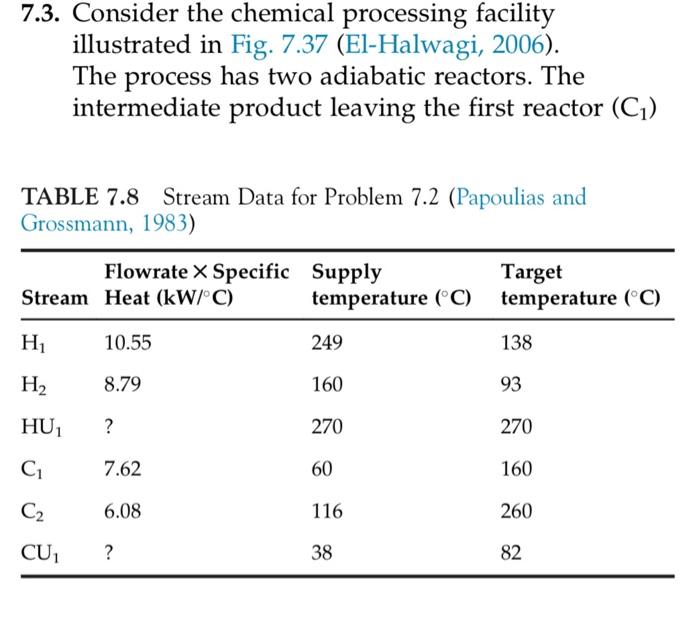 Solved 7.3. Consider the chemical processing facility | Chegg.com