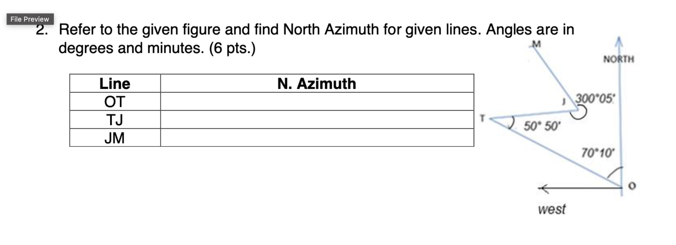 Solved 2. ﻿Refer to the given figure and find North Azimuth | Chegg.com