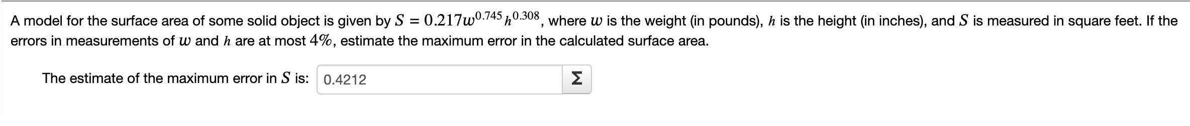 Solved A model for the surface area of some solid object is | Chegg.com