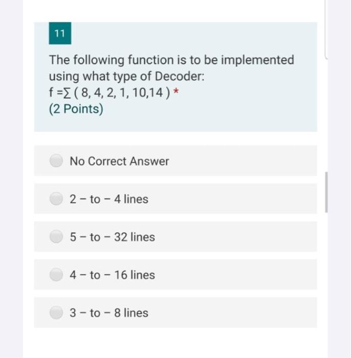 Solved 11 The following function is to be implemented using | Chegg.com