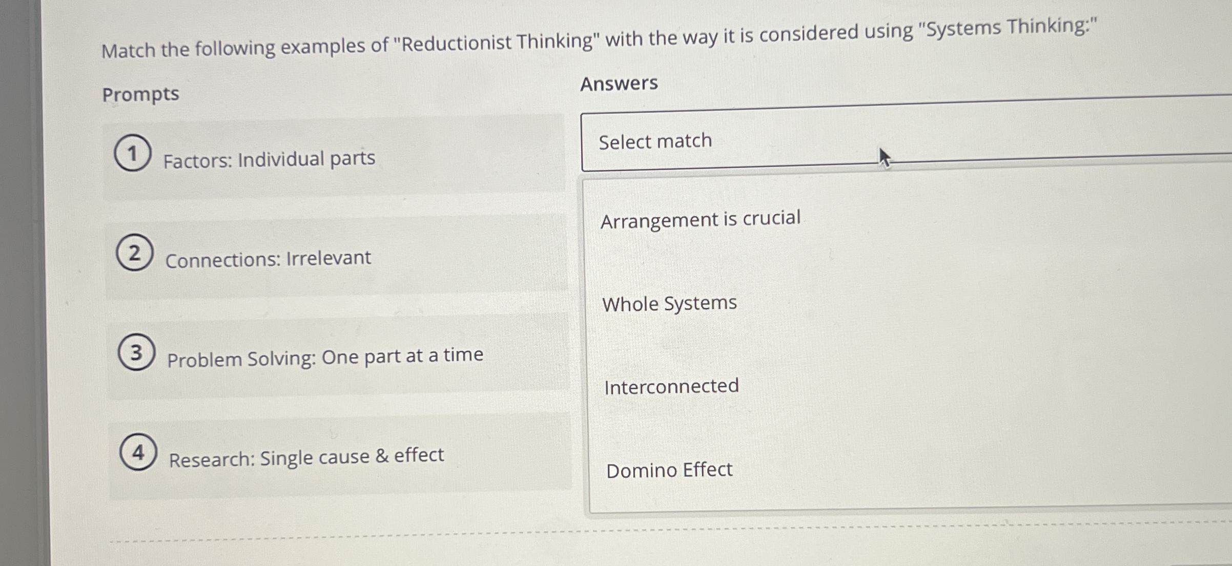 High Quality SOLUTION Match the following examples of "Reductionist ...