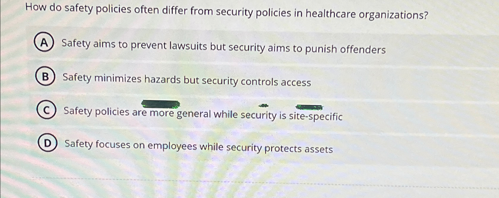 Solved How do safety policies often differ from security | Chegg.com