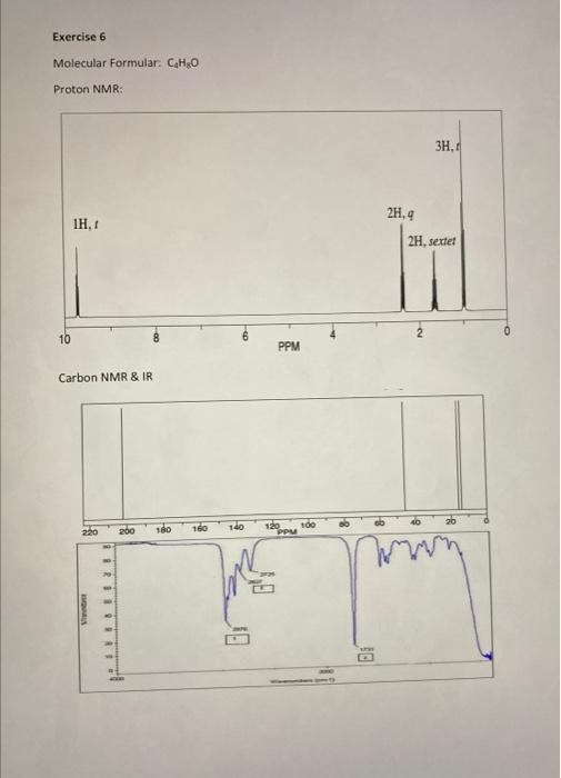 Solved Exercise 6 Molecular Formular: C₂H,O Proton NMR: 1H,1 | Chegg.com