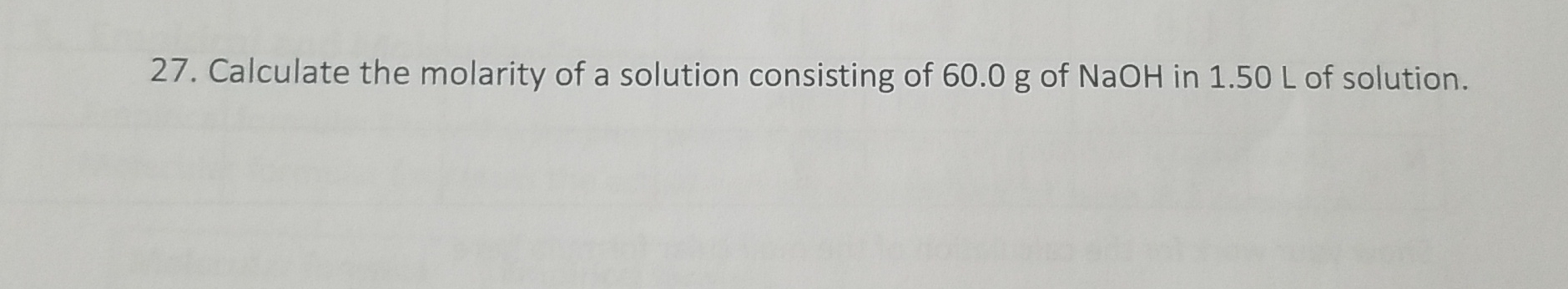 Solved Calculate the molarity of a solution consisting of | Chegg.com