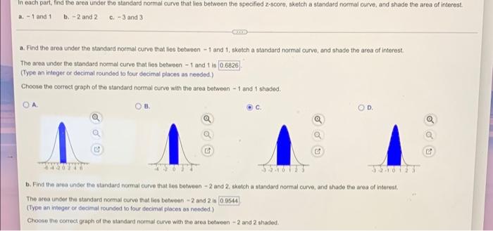 Solved In each part, find the area under the standard normal | Chegg.com