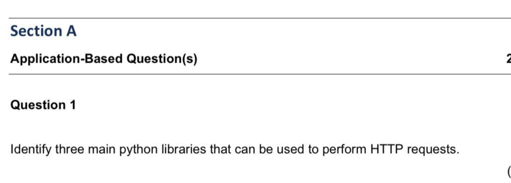 Solved Section A Application-Based Question(s) Question 1 | Chegg.com