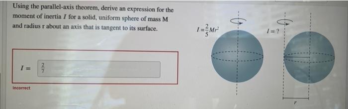 Solved Using the parallel-axis theorem, derive an expression | Chegg.com
