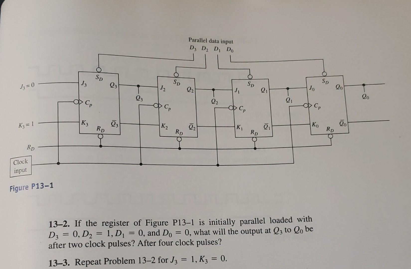 Solved 13-2. If the register of Figure P13-1 is initially | Chegg.com